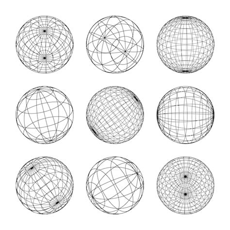 Premium Vector Wireframe Shapes Lined Sphere Perspective Mesh D Grid