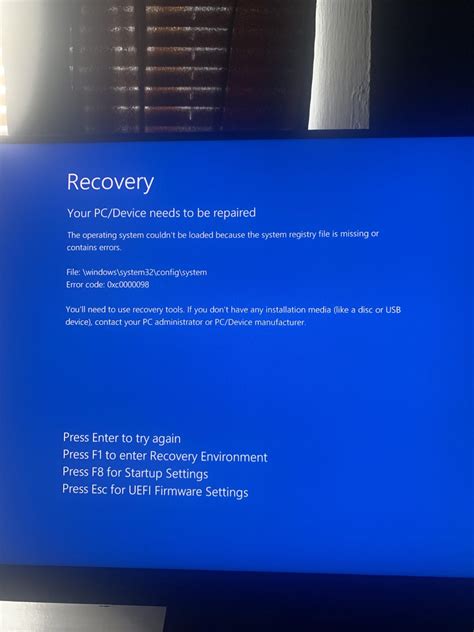 i can t boot my pc anymore error code 0x0000098 r pchelp