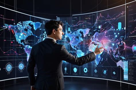 Premium Photo A Businessman Harnessing Ai Big Data Digital Neural