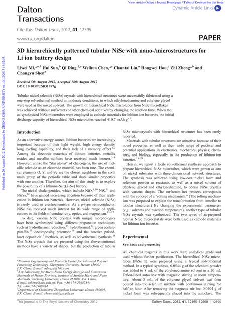 Pdf 3d Hierarchically Patterned Tubular Nise With Nano