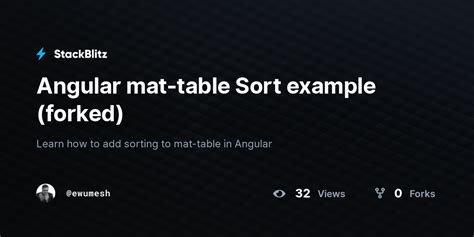 Angular Mat Table Sort Example Forked Stackblitz