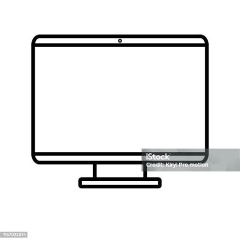 모니터와 디지털 스마트 직사각형 컴퓨터의 흑백 현대 디지털 아이콘의 벡터 그림 흰색 배경에 격리 노트북 개념 컴퓨터 디지털 기술 0명에 대한 스톡 벡터 아트 및 기타 이미지