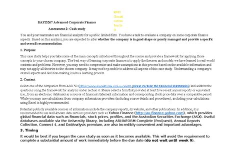 Bafi3267 S2 2024 Assignment 2 Classifi Cation Truste D Bafi3267 Advanced Corporate Finance