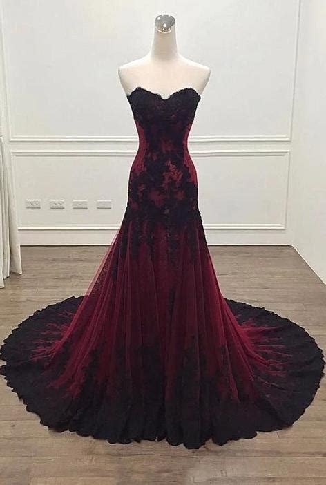 Long Sheath Sweetheart Black And Red Evening Dress Daisystyledress