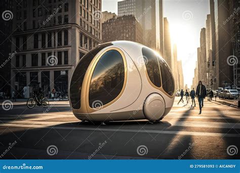 Futuristic Personal Mobility Pod In A Modern City Royalty Free Stock