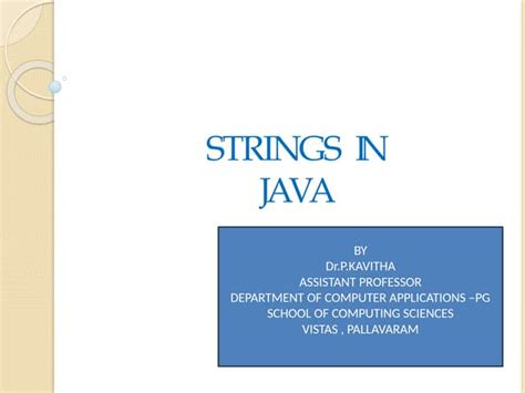 String Class And String Buffer Class Concepts In Java Pptx