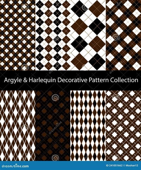 Collection Of Argyle Harlequin And Rhombus Plaid Patterns Blue Themed