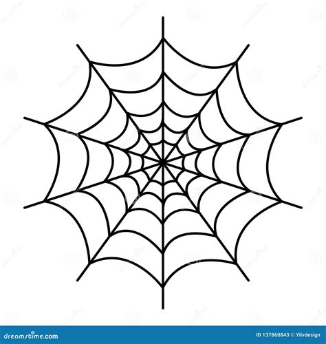 Symmetrical Spider Web Icon Outline Style Stock Vector Illustration