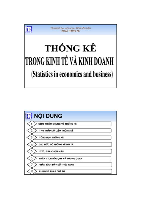 G trình Thống kê trong kinh tế và kinh doanh TRƯỜNG ĐẠI HỌC KINH TẾ QUỐC DÂN KHOA THỐNG KÊ