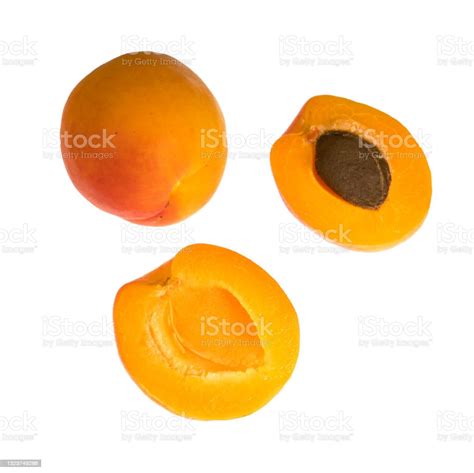 잘 익은 살구 과일 하나의 전체와 조각으로 나누어 고립의 흰색 배경에 계절에 대한 스톡 사진 및 기타 이미지 계절 떨어짐 사진 이미지 Istock