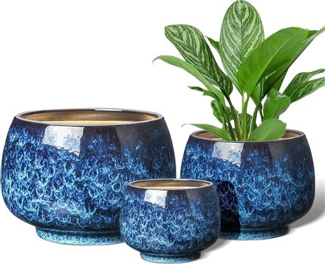 Coloapt Ceramic Planters Pots 6810 Inch Plant Pots With Drainage