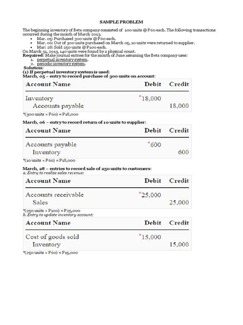 Inventory Sample Problem Pdf
