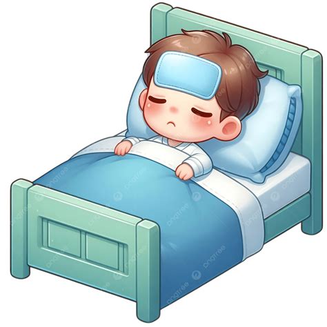 열이 있는 아이는 이마에 쿨링 패치를 붙이고 얼굴이 살짝 붉어지며 평화롭게 잠을 잔다 열 아픈 발열과 독감 Png 일러스트 및 이미지 에 대한 무료 다운로드 Pngtree