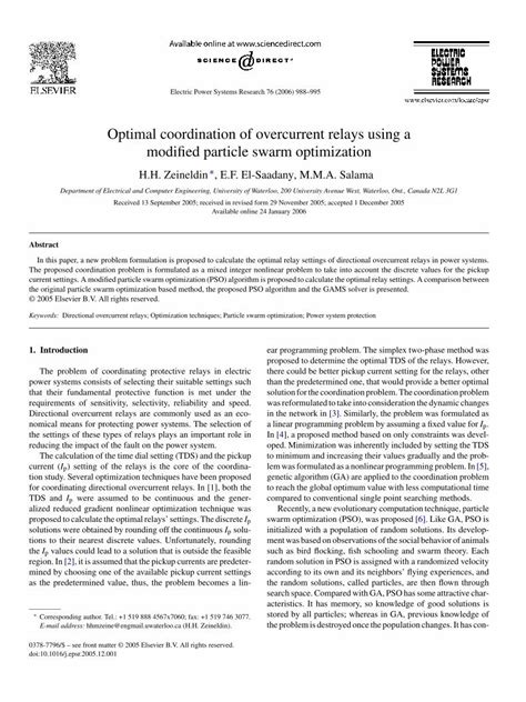 Pdf Optimal Coordination Of Overcurrent Relays Using A Modified