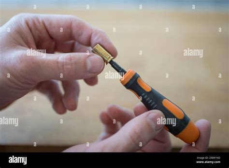 Detail Of The Special Tool For Manual Cleaning Of The Primer Housing Of The Pods Stock Photo Alamy