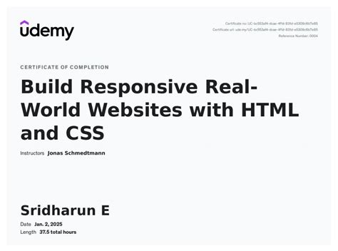 I Have Completed The Html And Css Course On The Udemy Platform Sri
