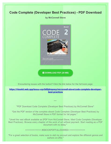 Pdf Download Code Complete Developer Best Practices By Mcconnell