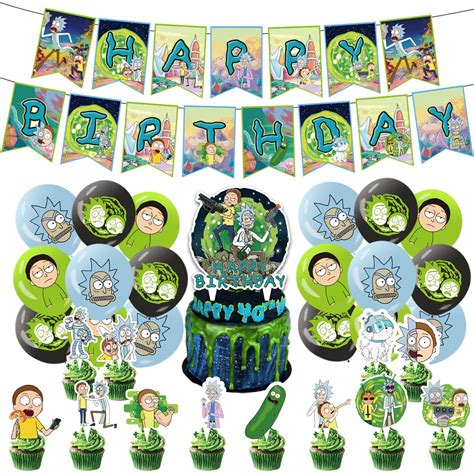 32 Pcs For Rick And Morty Theme Birthday Party Decorations Set With 1