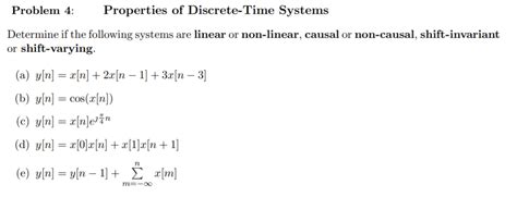 Solved Problem 4 Properties Of Discrete Time Systems