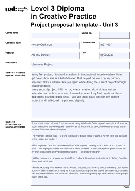 Ual Proposal Kelsey Memories Project