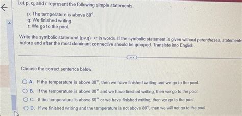 Solved Let P Q And R Represent The Following Simple Chegg