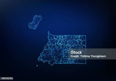 적도 기니지도 네트워크 인터넷 및 글로벌 연결 개념 와이어 프레임 3d 메쉬 다각형 네트워크 라인 디자인 구체 점 및 구조의