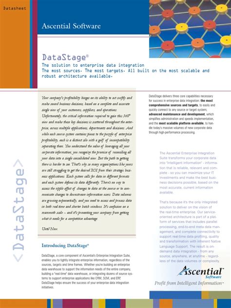 Ascential Software Datastage 70 Solution Brochure Pdf Parallel