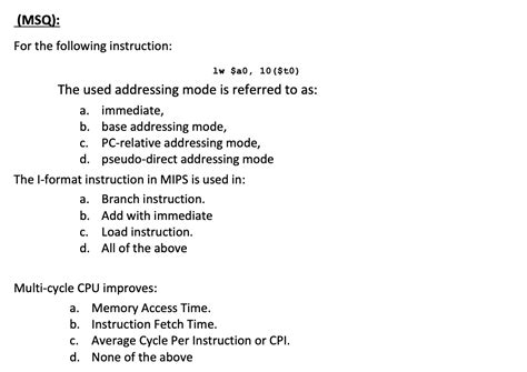 Solved 1wa010t0 The Used Addressing Mode Is Referred To