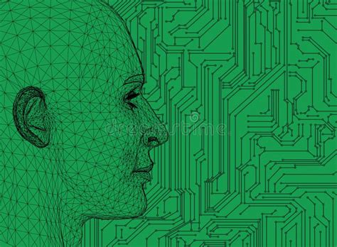 Abstract Human Head With Circuit Board Stock Illustration