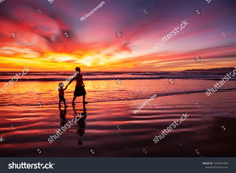 Mother Son Having Fun Sunset On Stock Photo Shutterstock