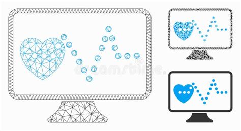 Cardio Monitoring Vector Mesh Carcass Model And Triangle Mosaic Icon Stock Vector Illustration
