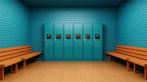 Modern Gym Locker Room Setup With Digital Features Stock Illustration