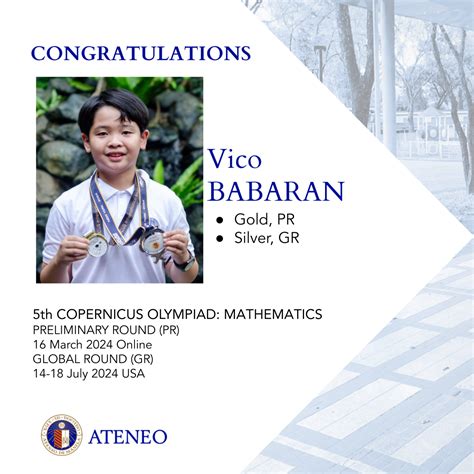 Babaran Wins Silver For Ph In Copernicus Math Olympiads Final Round