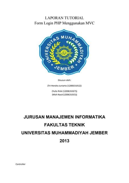 Tugas Laporan Tutorial Form Login Php Menggunakan Mvc Pdf