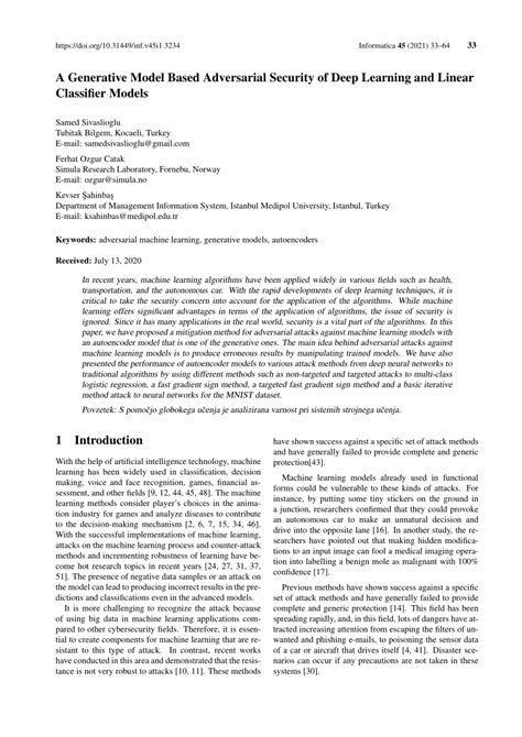 pdf a generative model based adversarial security of deep learning