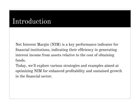 Optimizing Net Interest Margin Nim In The Financial Sector With