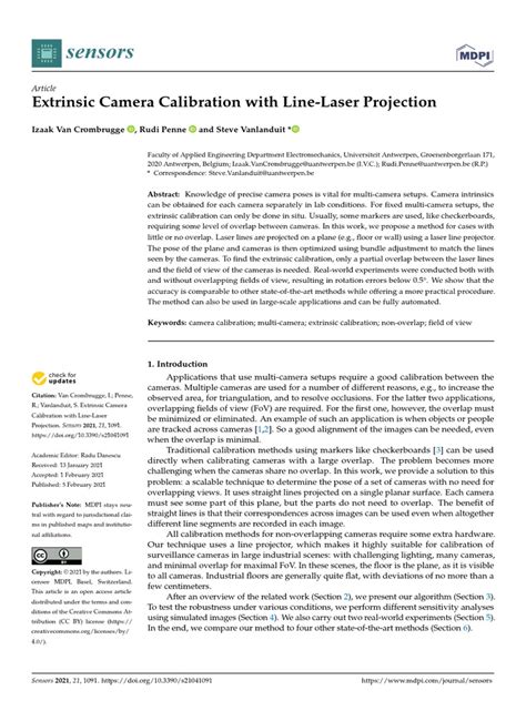 Extrinsic Camera Calibration With Line Laser Projection
