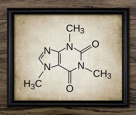 Caffeine Wall Art Printable Chemistry Caffeine Molecule Coffee House Coffee Shop Kitchen