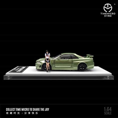 Time Micro 1 64 Nissan Gt R R34 Millennium Jade With Figure