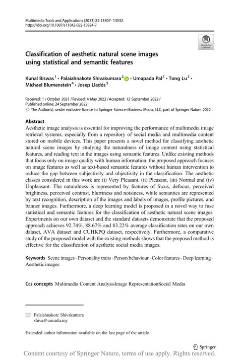 Classification Of Aesthetic Natural Scene Images Using Statistical And Semantic Features
