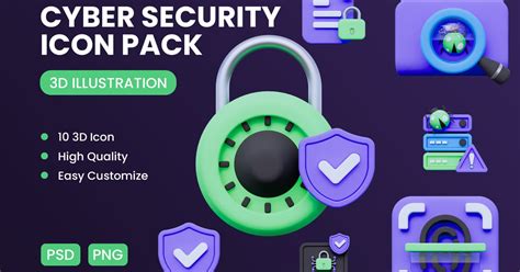 Cyber Security 3d Icon Objects Ft Security And Protection Envato