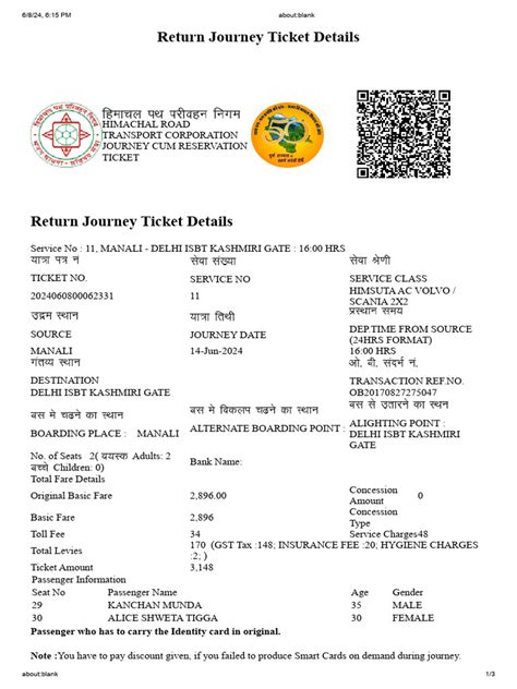 Sample Ticket Pdf Fare Bus