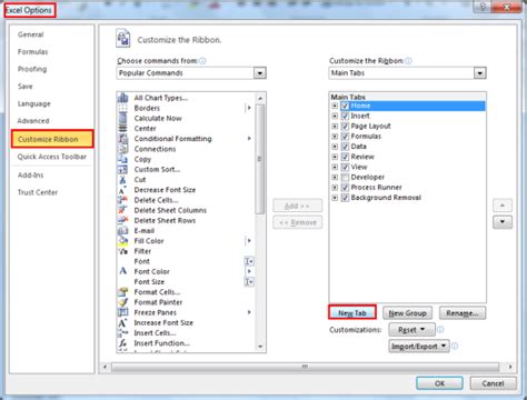 Customize Ribbon In Excel For Process Runner Excel Add In Process Runner