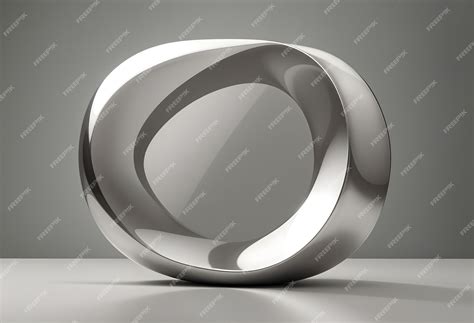 Modern Abstract 3d Render Chrome Metal Ringshaped Object On A Gray