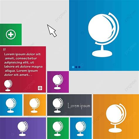 vector buttons for modern website interface featuring a globe icon sign
