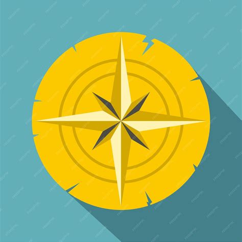 Premium Vector Gold Ancient Compass Icon Flat Illustration Of Gold