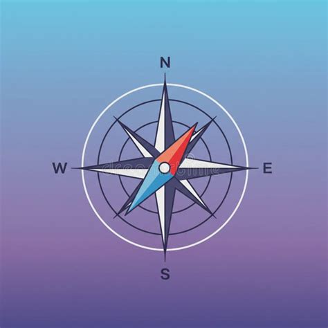 A Digital Compass Rose Design With Bold Stylized Points Indicating The