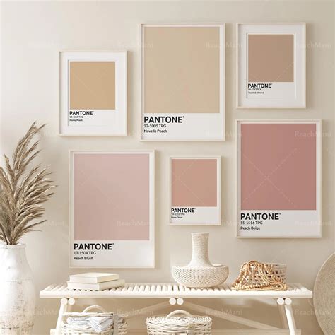 Pantone 피치 누드 색상 피치 베이지 로즈 클라우드 피치 블러쉬 아몬드 라이트 파스텔 프린트 세트 디지털 팬톤 6 프린트 세트그림 And 서예