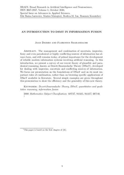 Pdf An Introduction To Dsmt In Information Fusion Academia Edusoft
