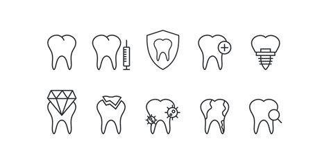 Dentist Icon Set Dental Clinic Illustration Symbol Sign Stomatology